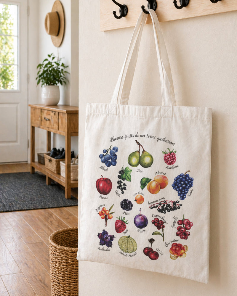 Sac tote réutilisable "Plaisirs fruités de nos terres Québécoises " LG ...