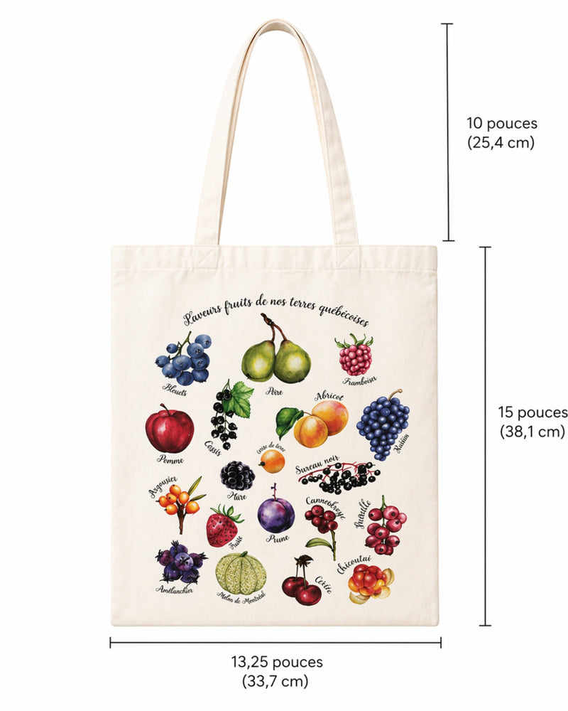Sac tote réutilisable "Plaisirs fruités de nos terres Québécoises " LG ...